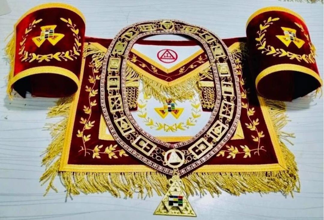 Royal Arch PHP Past High Priest Apron With Collar Chain and Jewel Red ...