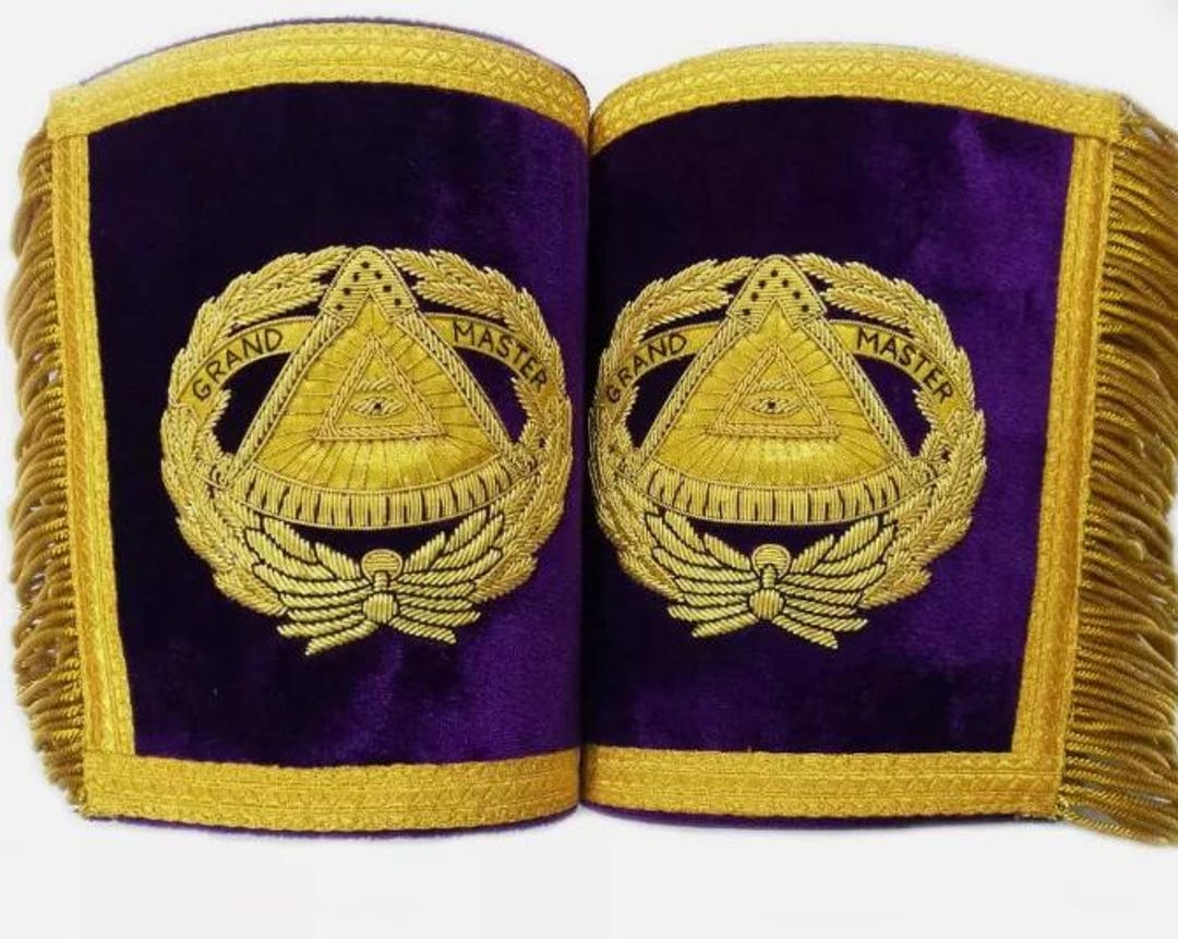 Grand Master Blue Lodge Cuff - Purple Hand Bullion Embroidery With ...