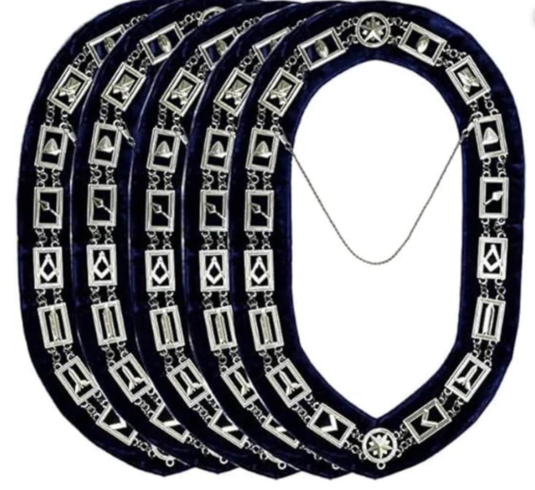 Masonic Regalia Free Masons Master Mason SILVER Metal Chain Collar Set ...