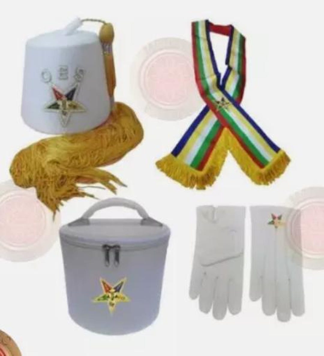 Masonic Freemasonry O.E.S Fez off White, Cream, Half White Color Set ...