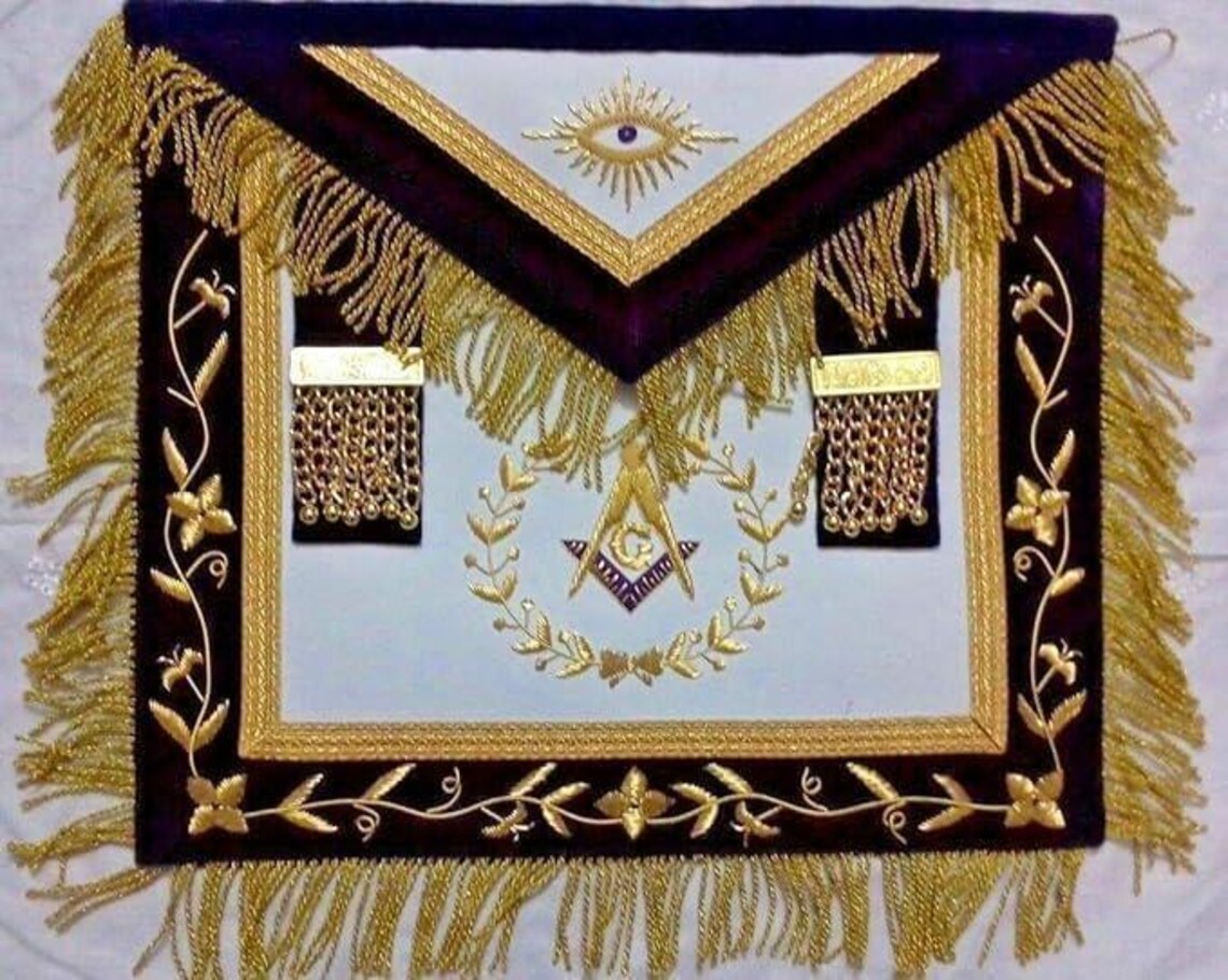 Masonic Regalia Grand Master Mason Apron Full Dressed Apron Chain ...