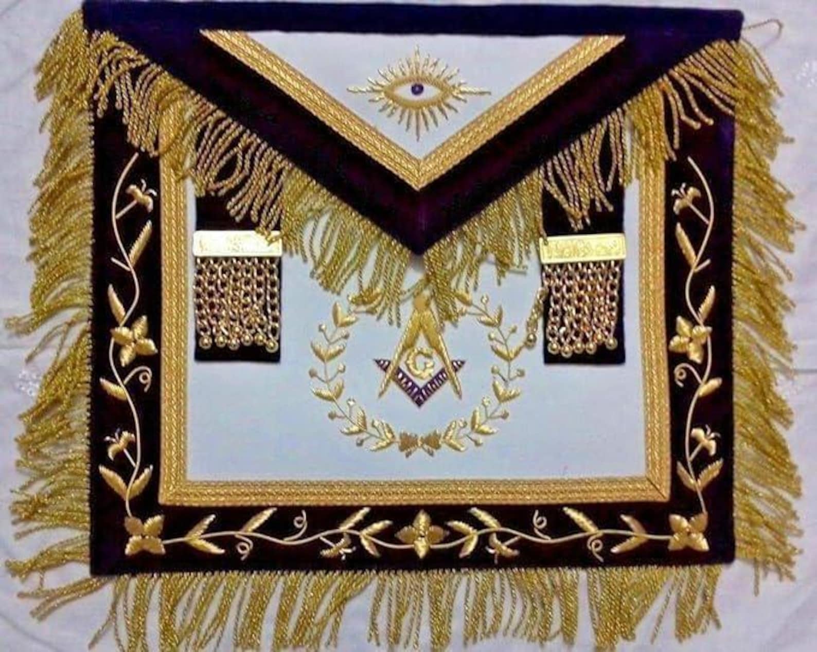 Masonic Regalia Grand Master Mason Apron Full Dressed Apron Chain ...