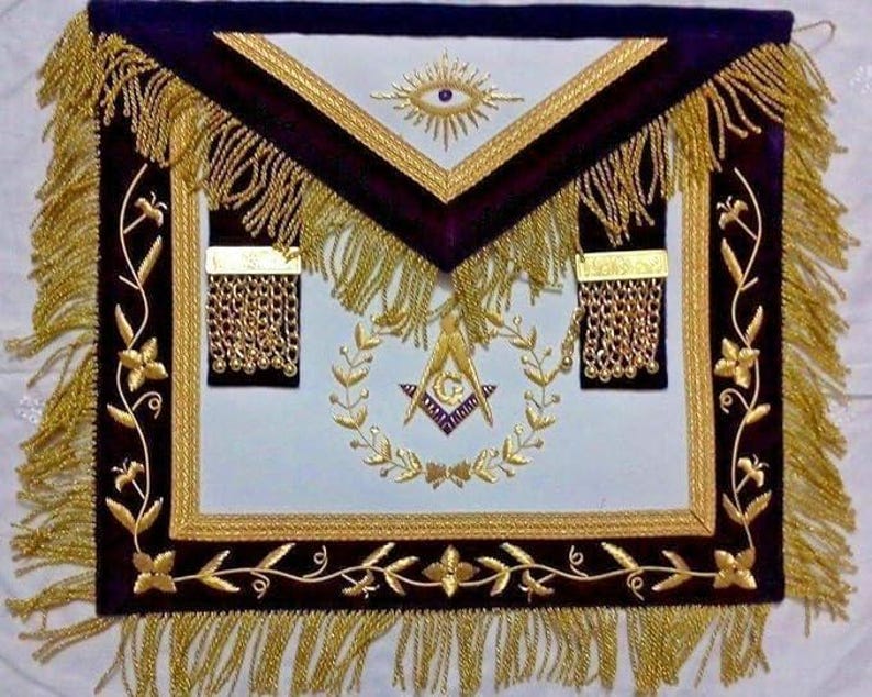 Grand Master Mason Apron Set Full Dressed Masonic Regalia With Chain ...
