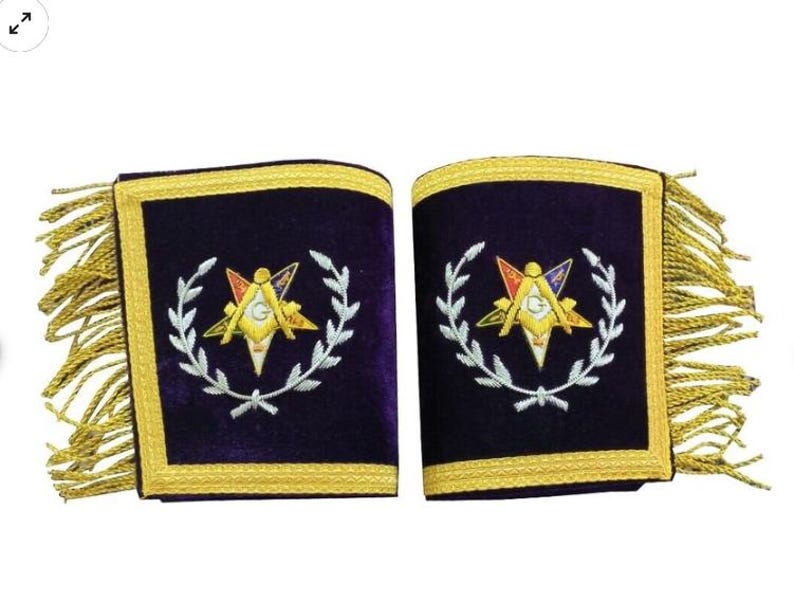 Masonic Regalia Grand Patron Officer Apron Collar Cuffs One Set Hand ...