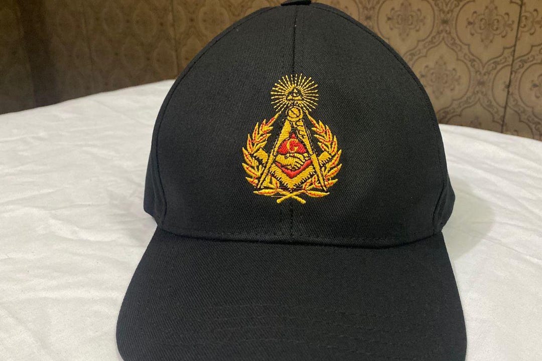 Masonic Freemasons Masonic Regalia Black Cap in Machine Embroidery High ...