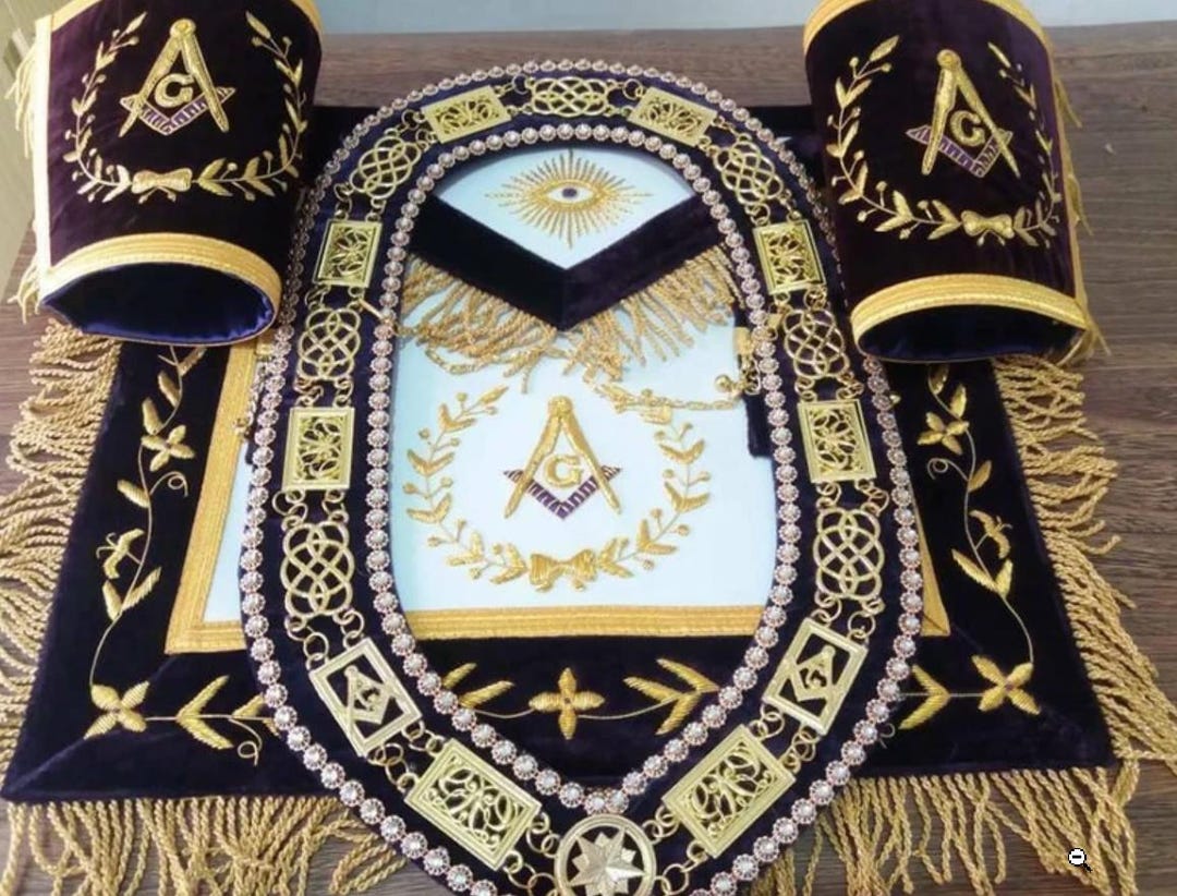 MASONIC Grand Lodge Master Mason Apron, CUFFS With CHAIN Collar - Etsy