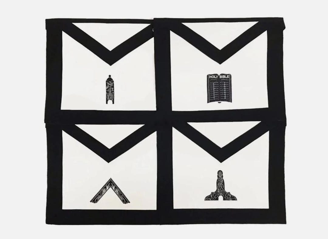 Masonic Blue Lodge Funeral Apron, Officer Funeral Apron, Moire Ribbon ...