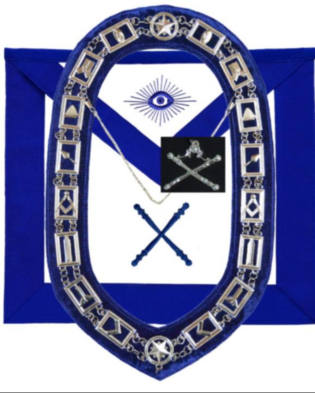 Masonic Blue Lodge Officer Marshal Apron Set – Silver Chain Collar ...