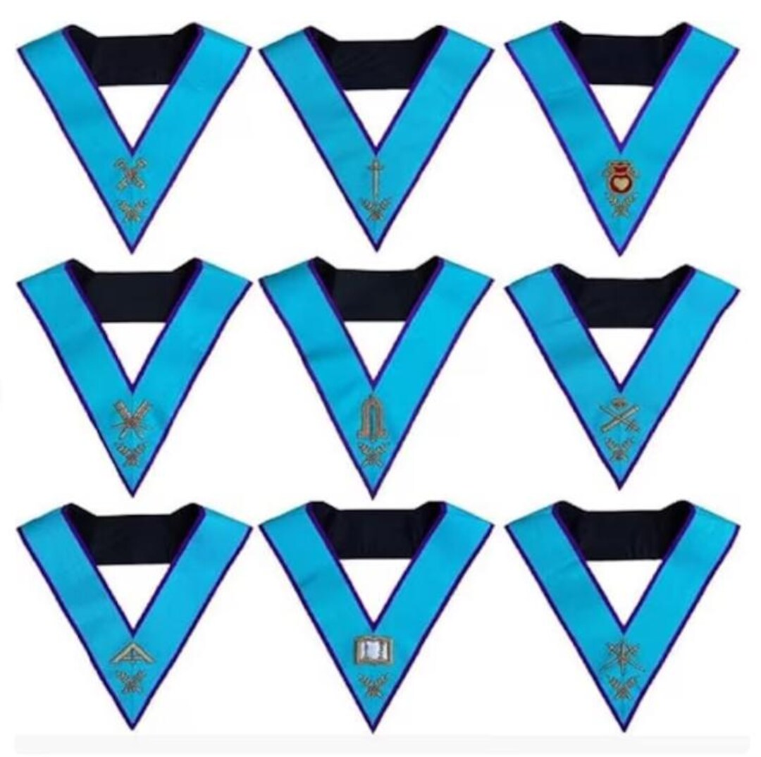 Masonic Memphis Misraim Officer Collars Set of 9 Hand Embroidered - Etsy