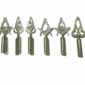 Masonic Regalia Pole Topper, Blue Lodge RODS & TOPS Silver Set of 6 ...