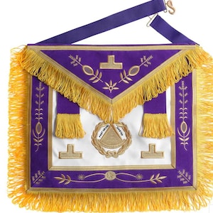 Past Grand Master Blue Lodge Apron - Purple With Gold Emblem With ...