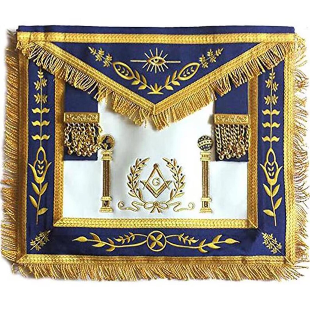 Master Mason Blue Lodge Apron – Navy Blue With Pillars, Premium Quality ...