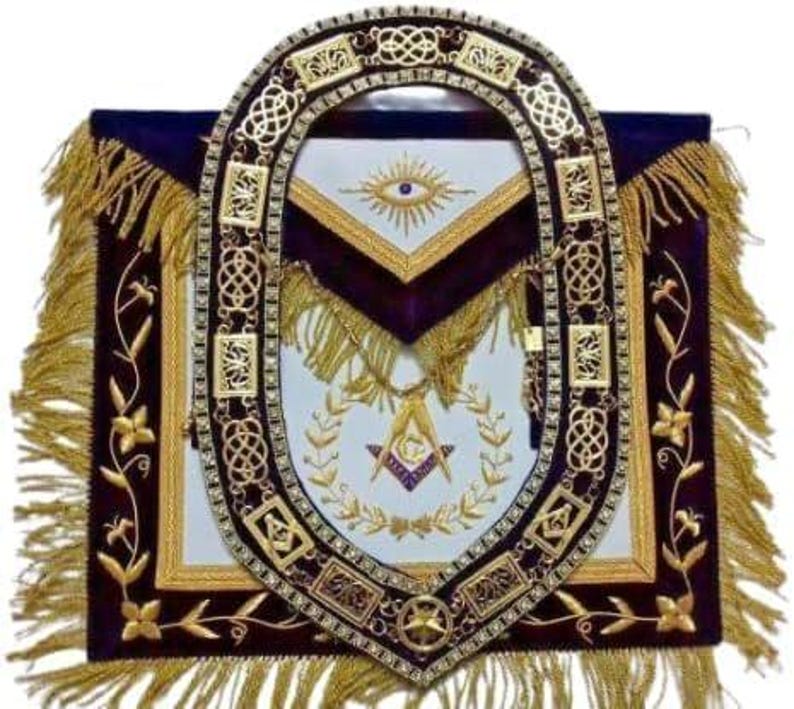 Masonic Regalia Grand Master Mason Apron Full Dressed Apron Chain ...