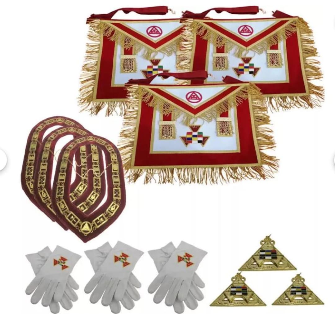 Masonic Regalia Royal Arch Apron Set High Priest Full Embroidered Apron ...