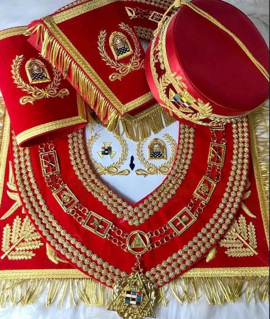 Royal Arch Grand Past High Priest PHP Apron Set Hand Embraided With ...