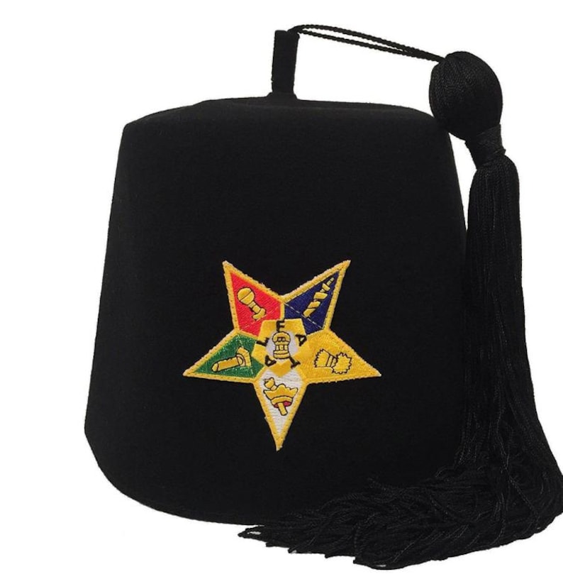 OES Fez Hat - Black Machine Embroidery - Etsy