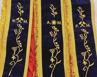 Masonic OES A.M P.M W.M Sash Set of 3 Associate Past Worthy Matron Sash ...