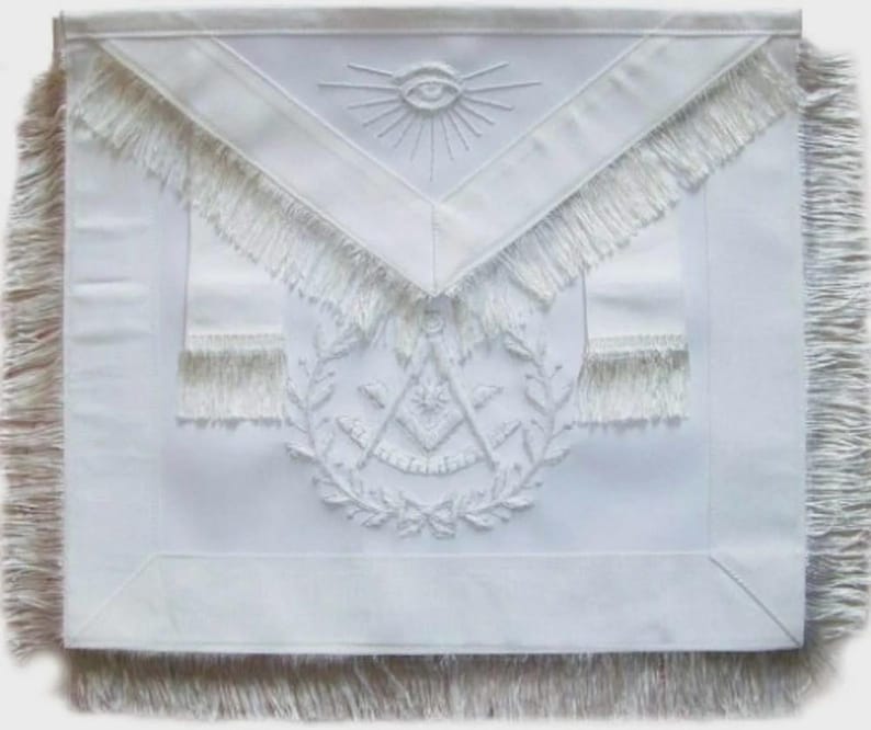 Masonic Past Master Apron All White With Wreath Fringe - Etsy