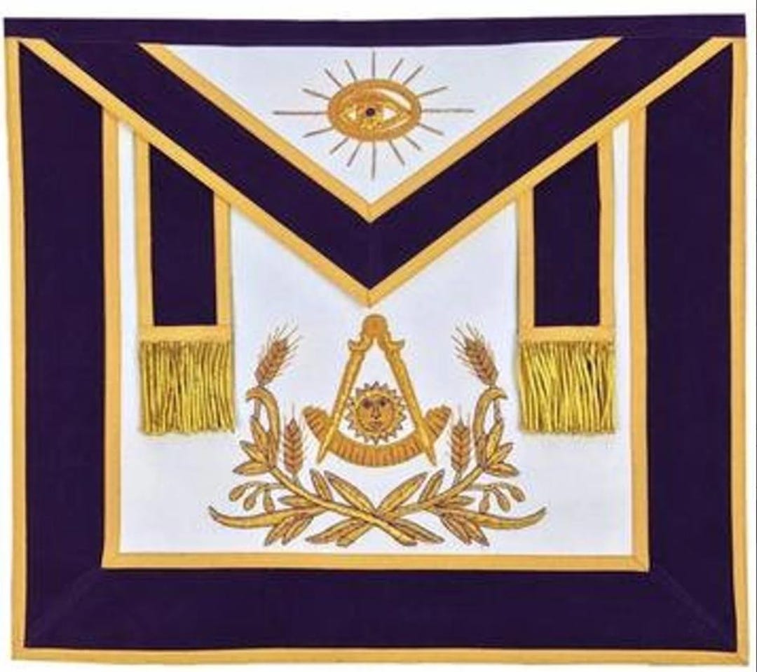 Masonic Past Master Hand Embroidered Apron Gold Embroidery Purple ...