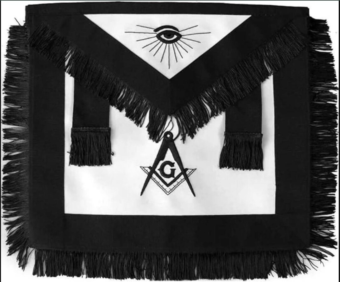 Masonic Master Mason Funeral Black With Fringe Hand Embroidered Apron ...