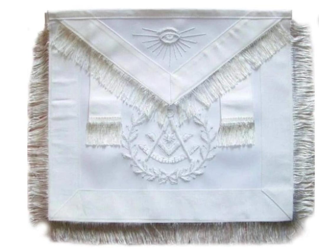 Masonic Past Master Apron All White With Wreath Fringe (lambskin) - Etsy