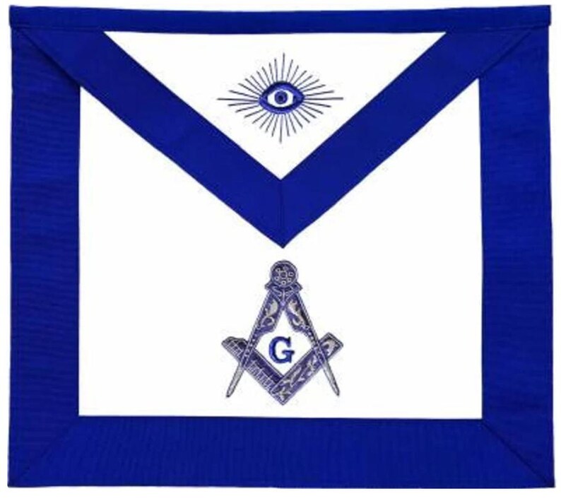 Masonic Master Mason 100% Lambskin Apron Blue Hand Embroidered Silver ...