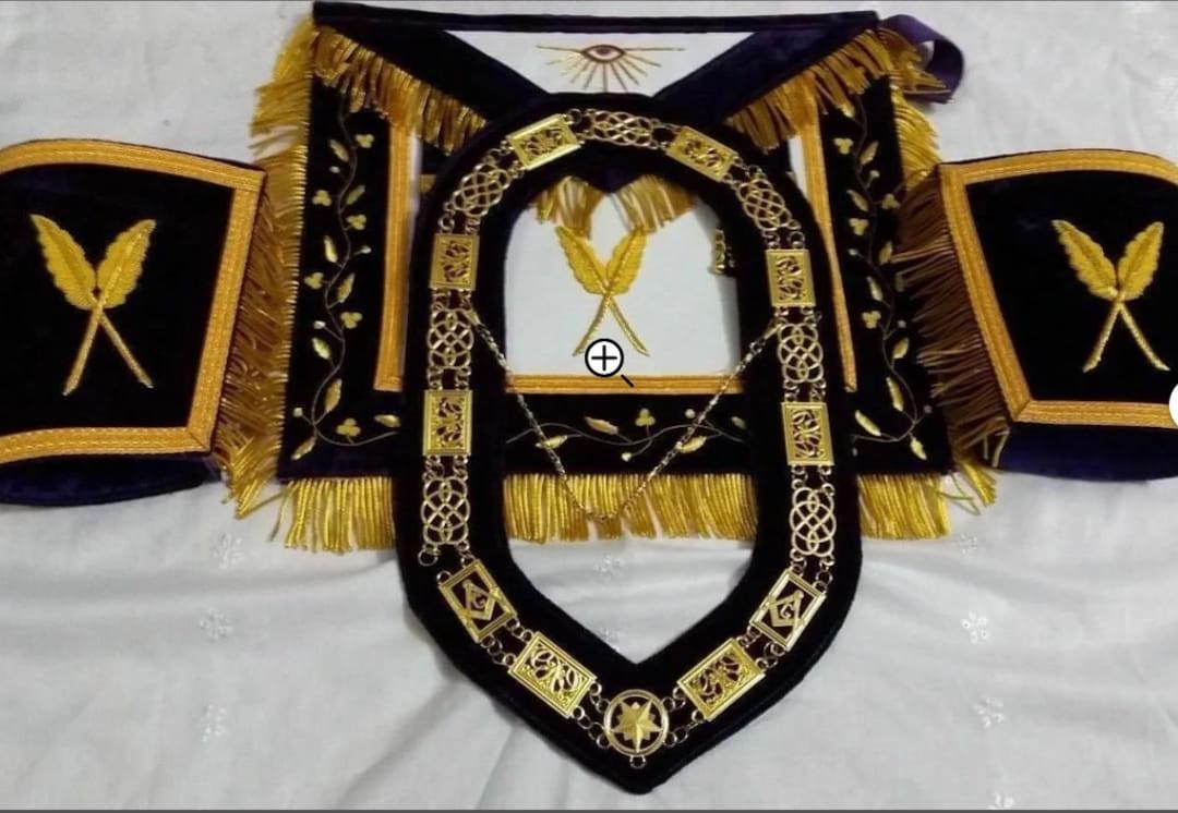 MASONIC Hand Embroidery Grand Secretary Apron Cuffs With Collar - Etsy