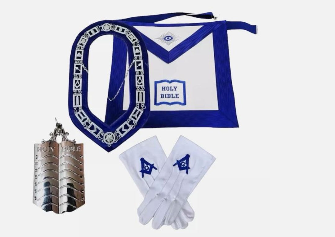 Masonic Set Blue Lodge Officer Chaplain Apron Chain Collar & Jewel With ...