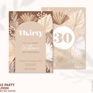 Boho Birthday Invitations Women, Neutral Colour Invite, Modern Birthday ...