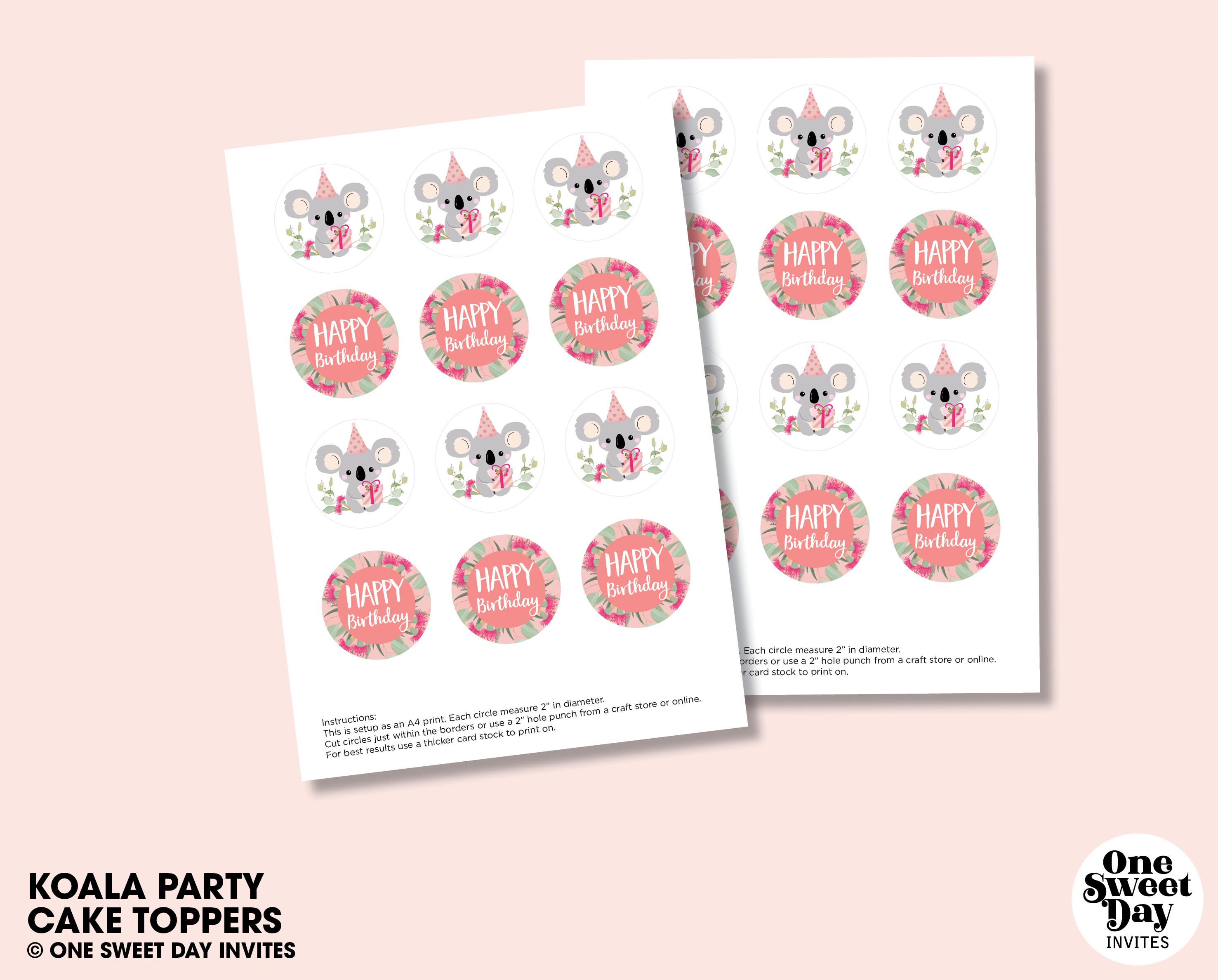 Koala Baby Shower Cupcake Toppers Printable Cupcake Topper - Etsy