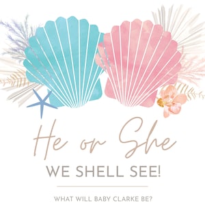 Gender Reveal Invitation, Beach Gender Reveal Party Invite, Ocean ...