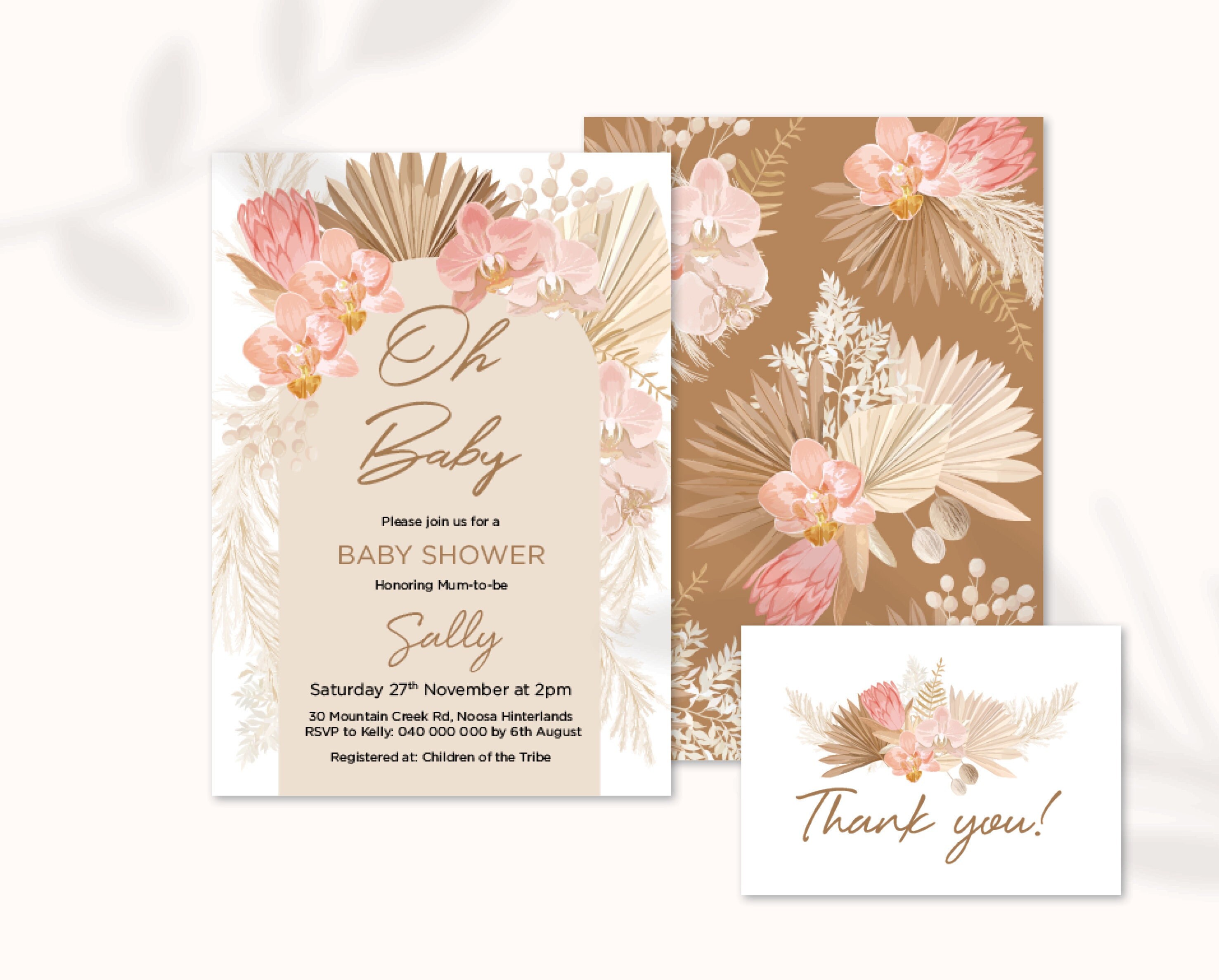 Boho Baby Shower Invitation, Floral Baby Shower Invite, Printable ...