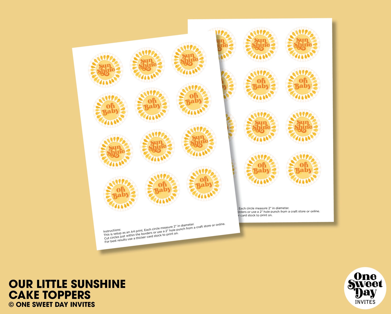 Sunshine Baby Shower Cupcake Toppers, Printable Cupcake Topper, Sun ...