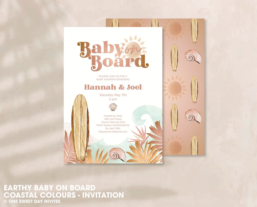 Baby on Board Invite, Surf Baby Shower Invite, Surfboard Baby Shower ...