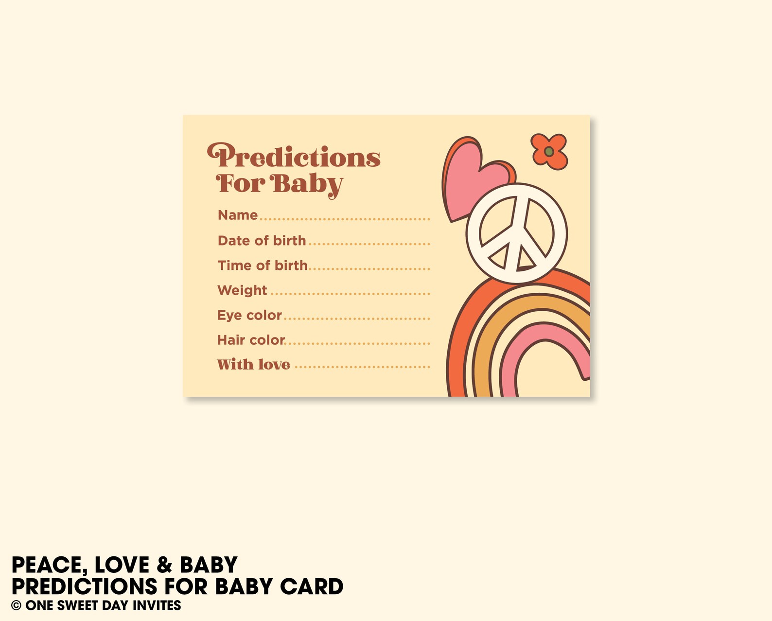 Peace Love & Baby Shower Invitations Hippie Baby Shower - Etsy