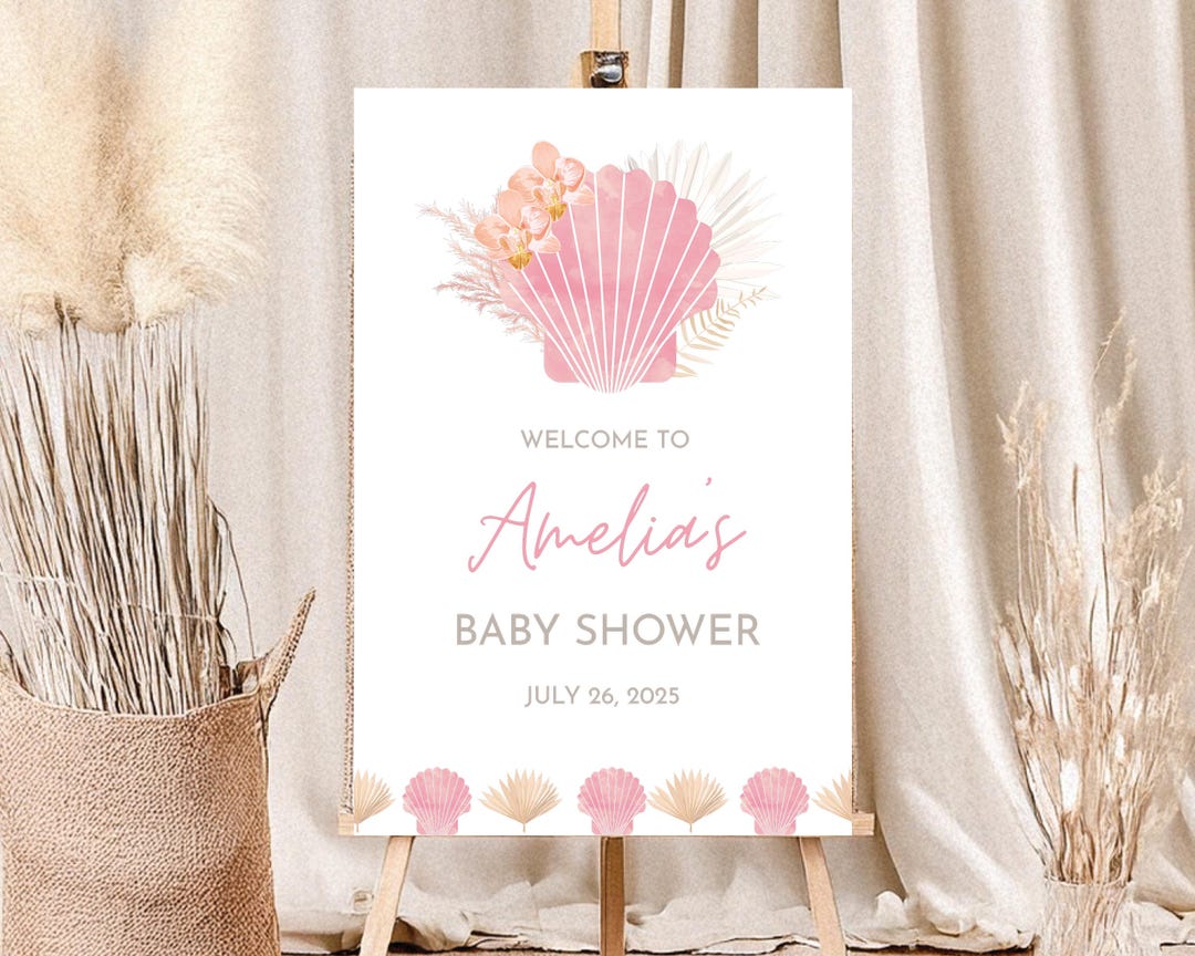 Boho Shell Baby Shower Welcome Sign, Editable Template (24x36 Inch) - Etsy
