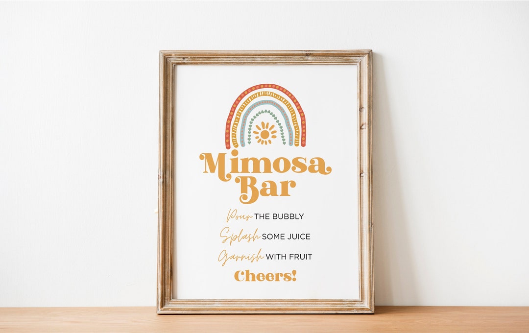 Mimosa Bar Sign, Rainbow Mimosa Bar Sign, Printable Mimosa Bar Sign ...