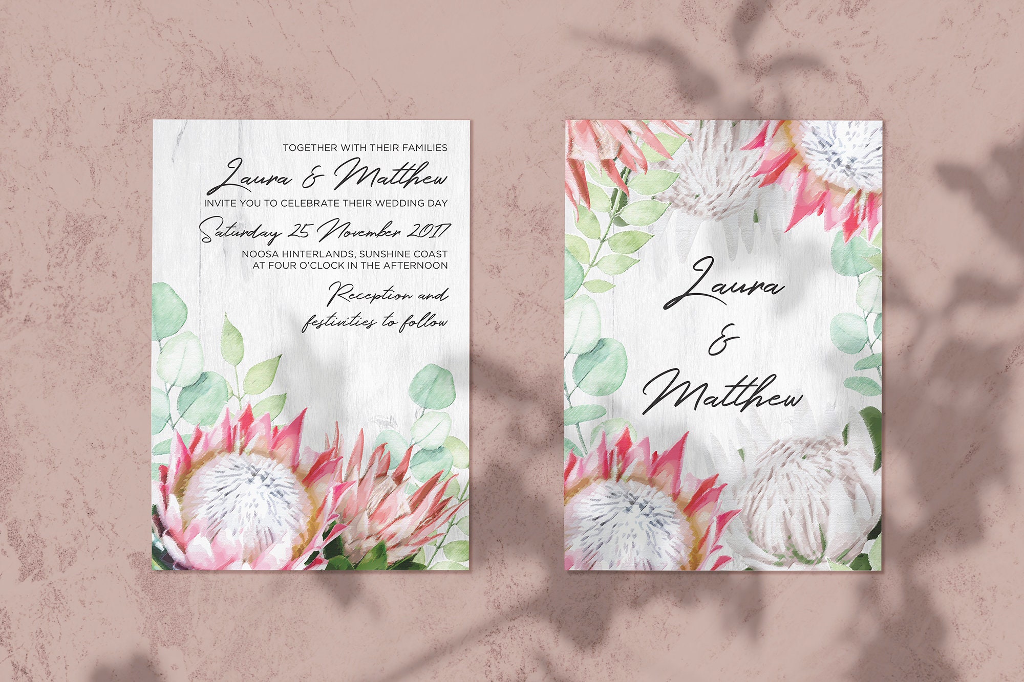 Wedding Invitation Printable Protea Flower White Protea - Etsy Australia