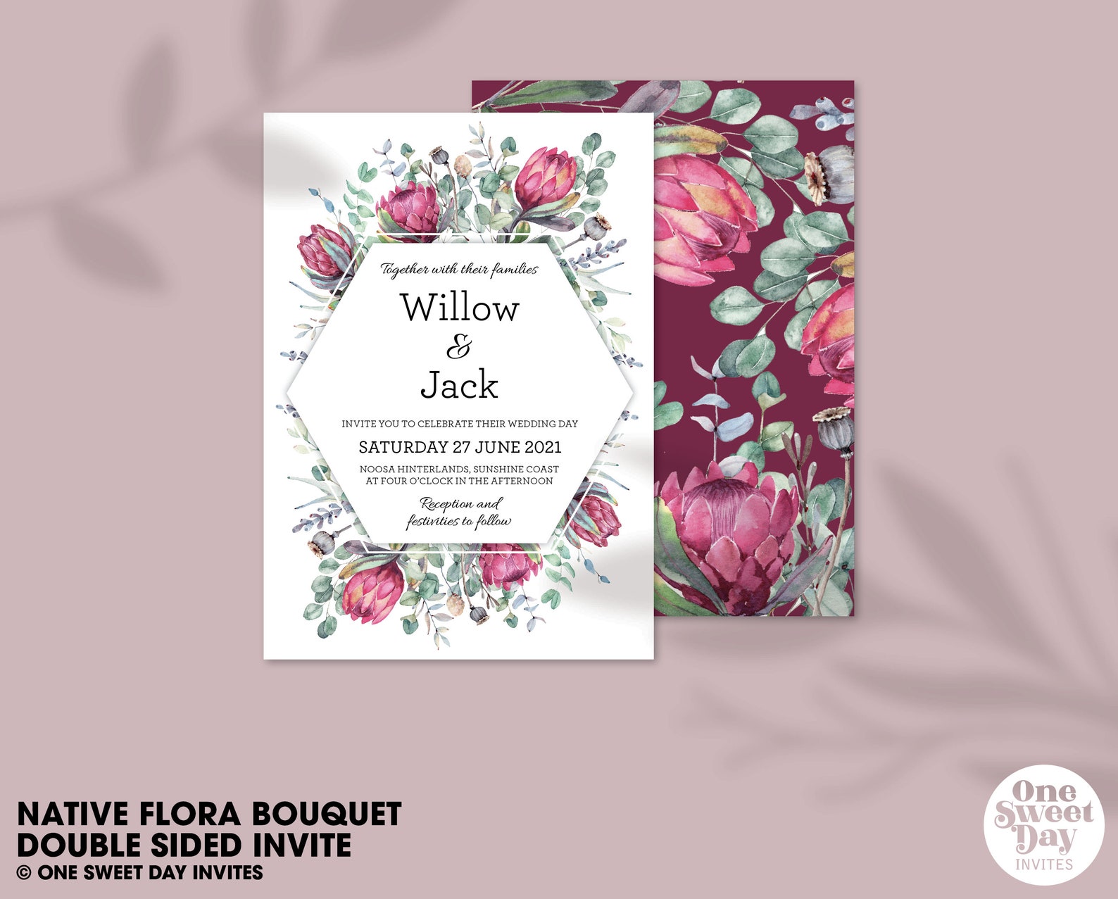Wedding Invitation Protea Wedding Invitation Australian - Etsy