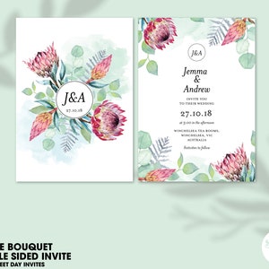 Wedding Invitation Printable, Protea, Australian, Native Flowers ...