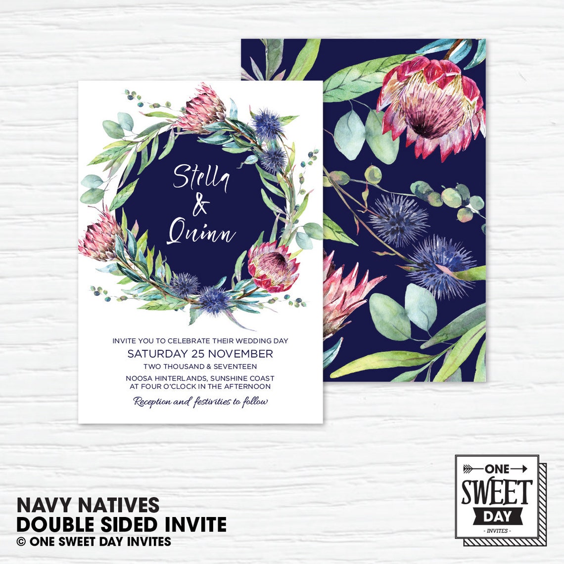 Protea Wedding Invitation Set Australian Wedding Invitation - Etsy ...