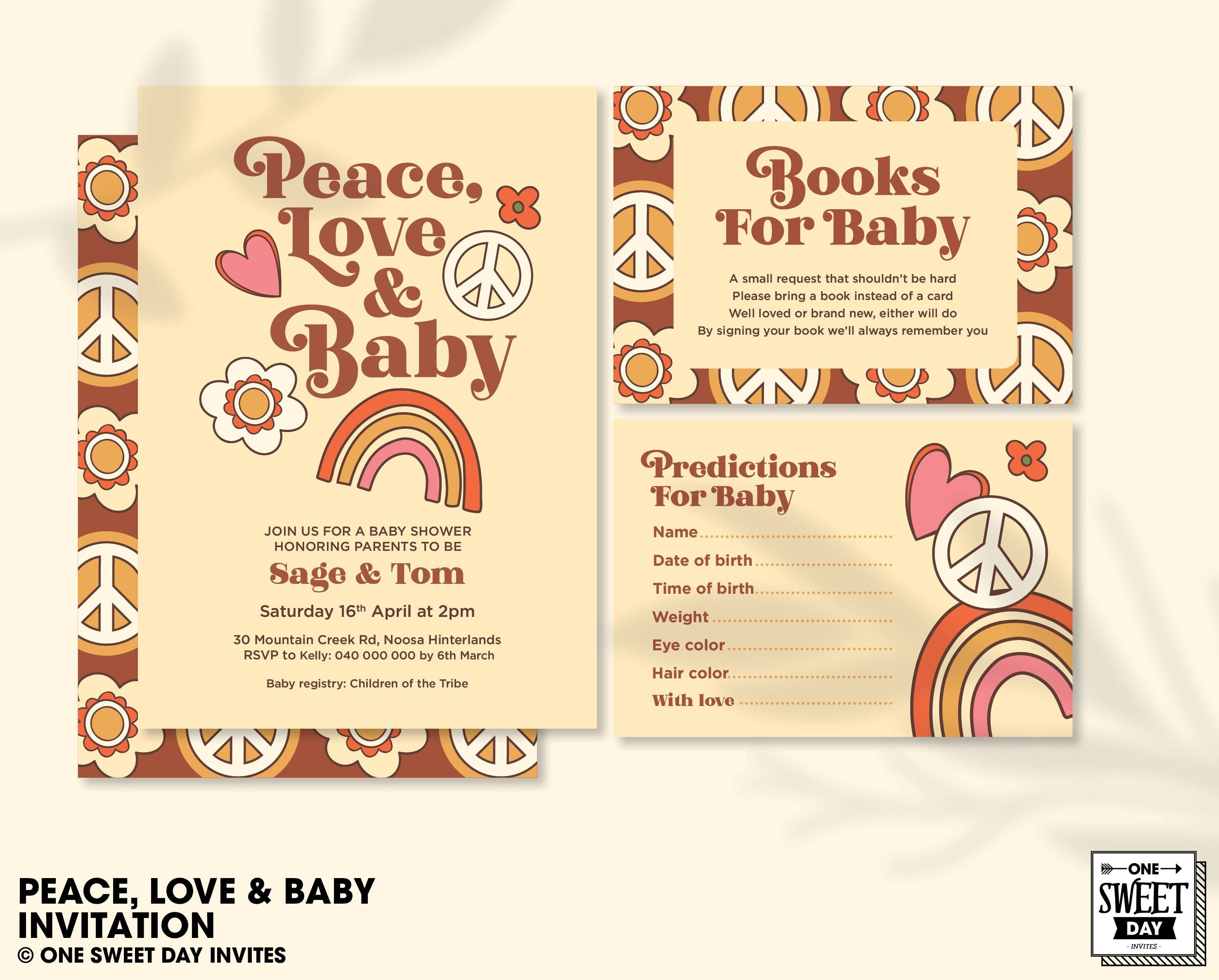 Peace Love & Baby Shower Invitations Hippie Baby Shower - Etsy