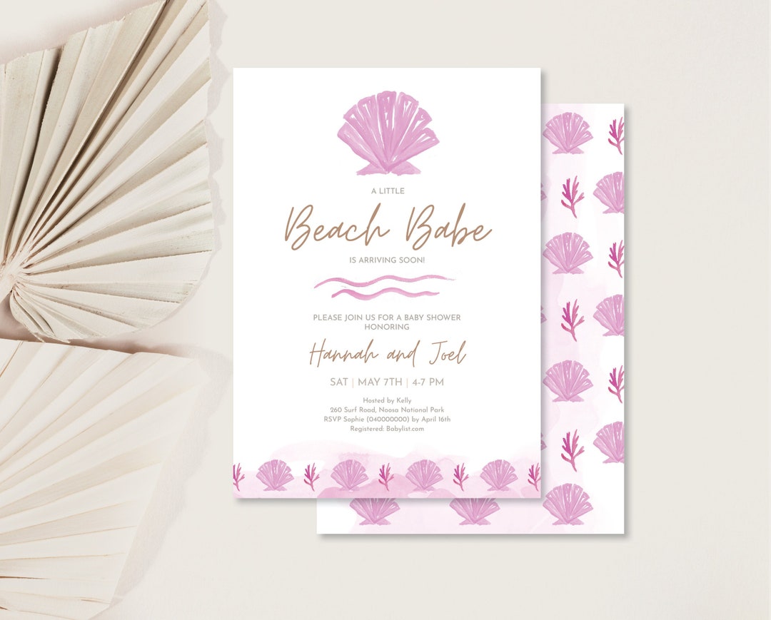 Beach Baby Shell Invite, Boho Baby Shower Invite, Baby on Board Invite ...