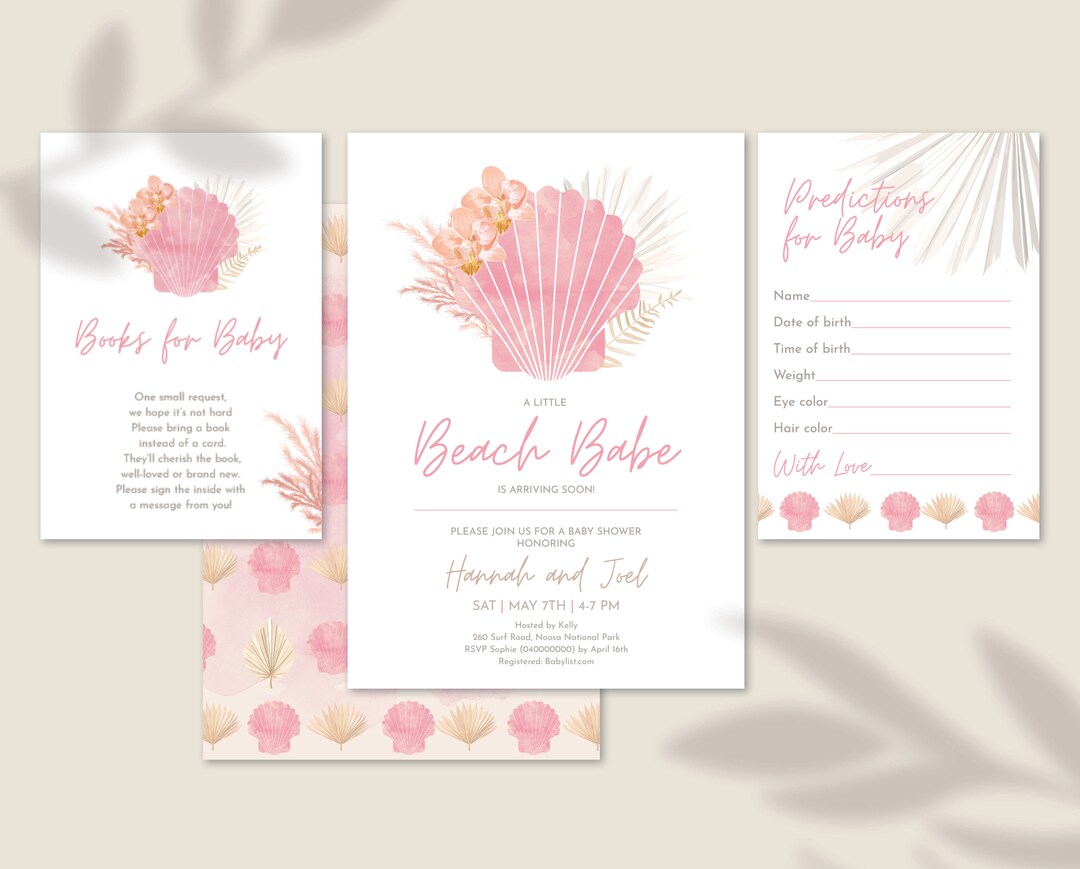 Beach Baby Shell Invite, Boho Baby Shower Invite, Baby on Board Invite ...