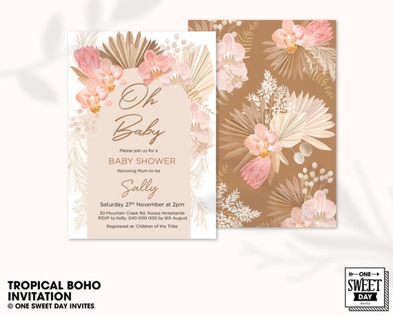 Boho Baby Shower Invitation Floral Baby Shower Invite | Etsy