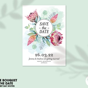 Wedding Invitation Printable, Protea, Australian, Native Flowers ...