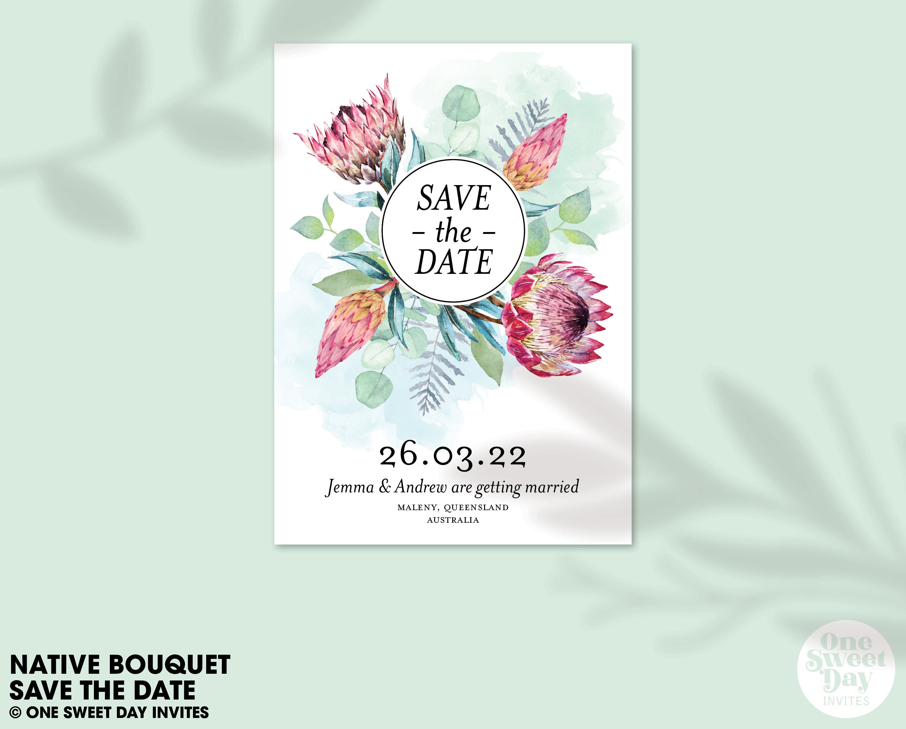 Wedding Invitation Printable Protea Australian Native | Etsy