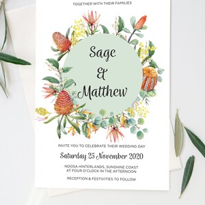 Australian Native Flower Wedding Invitation Printable, Banksia, Native ...
