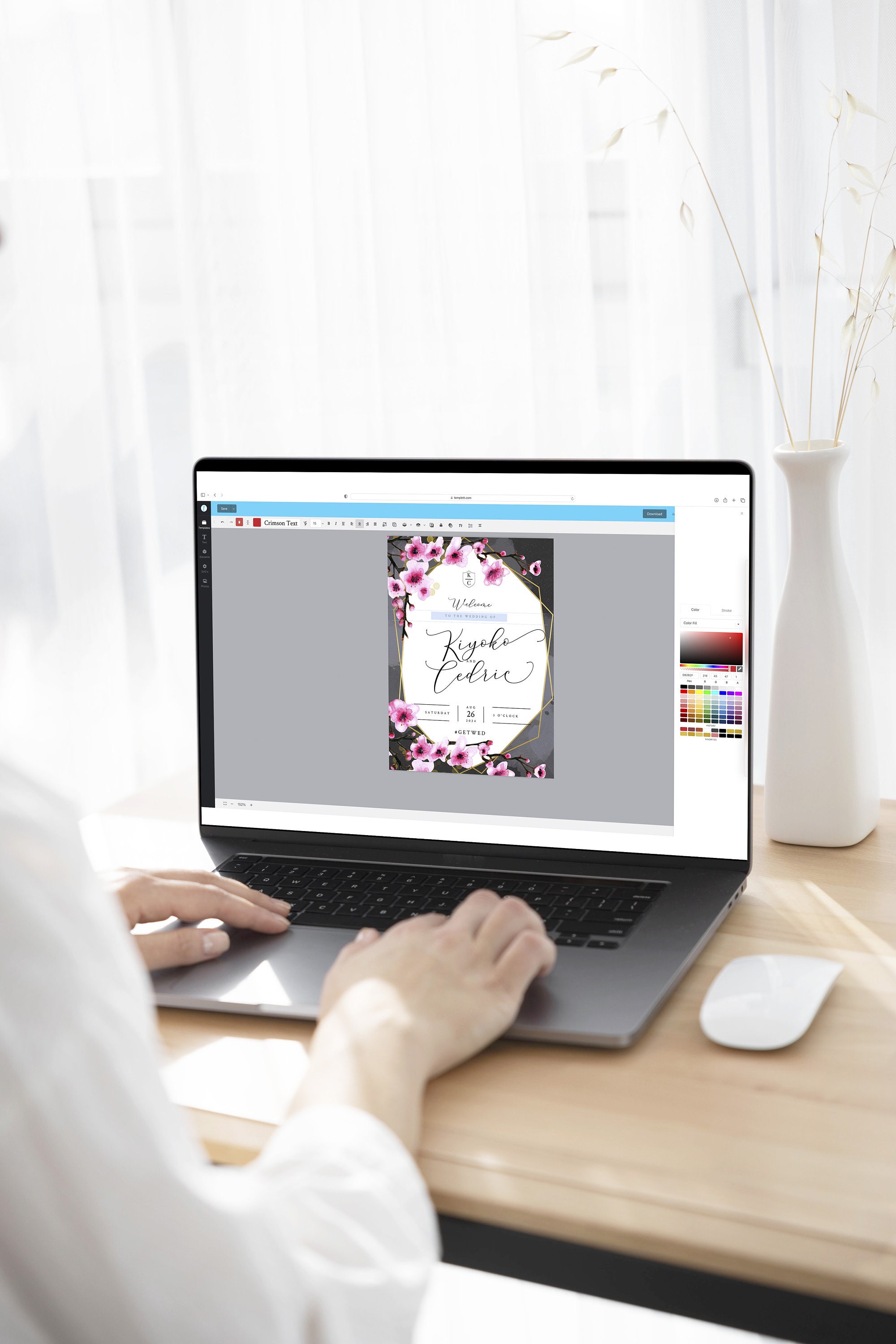 Cherry Blossom Wedding Welcome Sign, DIY Editable Floral Welcome Sign ...