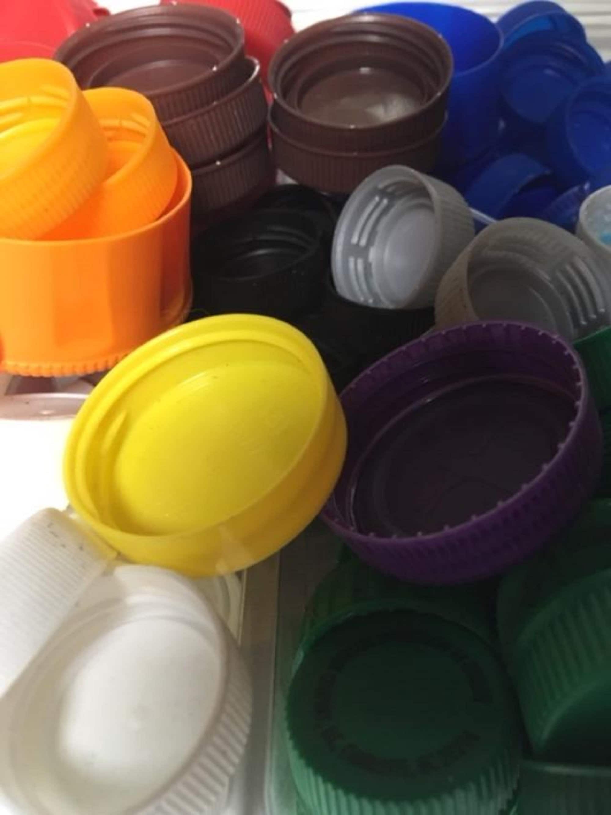 50 Assorted Plastic Twist-off Bottle Caps: Colorful Craft Supplies ...